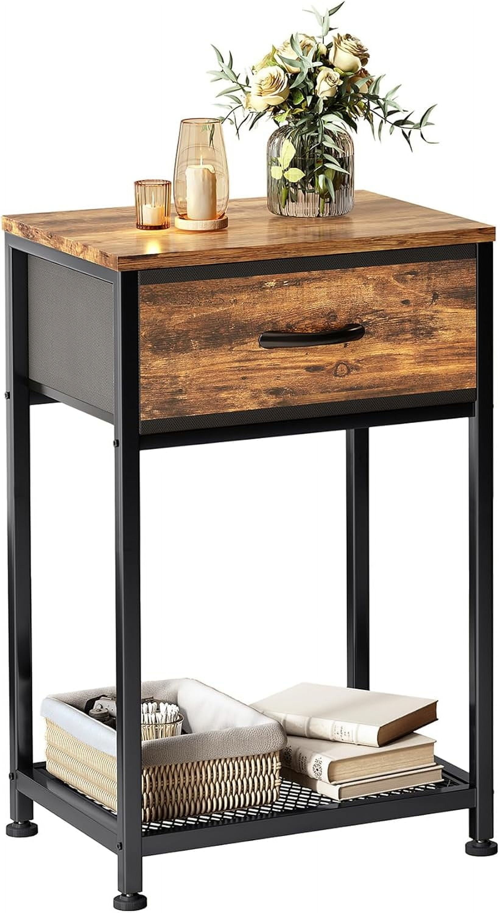 Night Stand with Drawer End Tables for Bedroom Side Table for Living ...