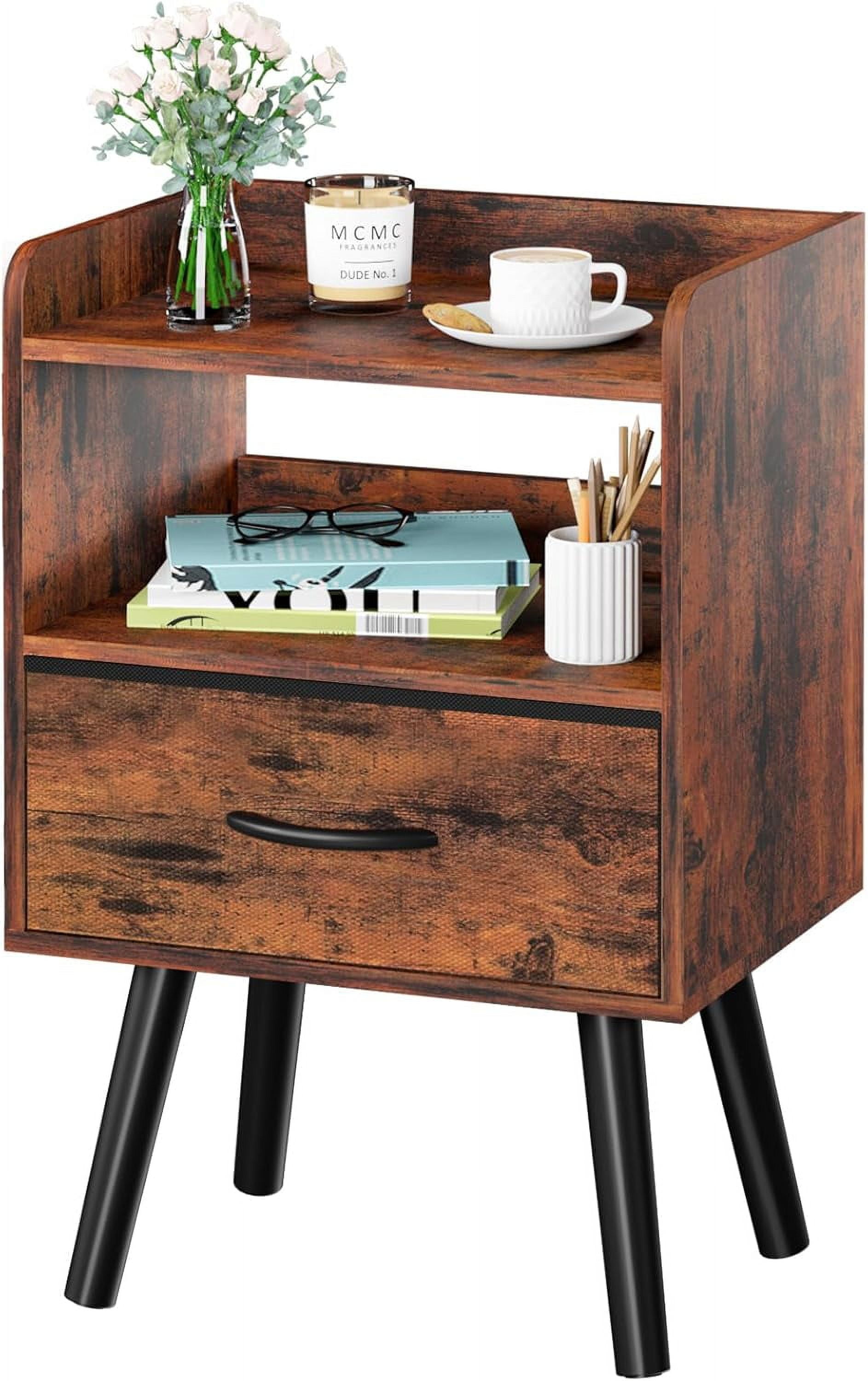 Modern Nightstand with Drawer, Bedside Tables, Mid Century Nightstands ...