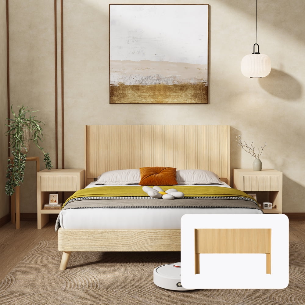 Night Stand with Drawer Storage Fluted Bed Side Table End Table Large ...