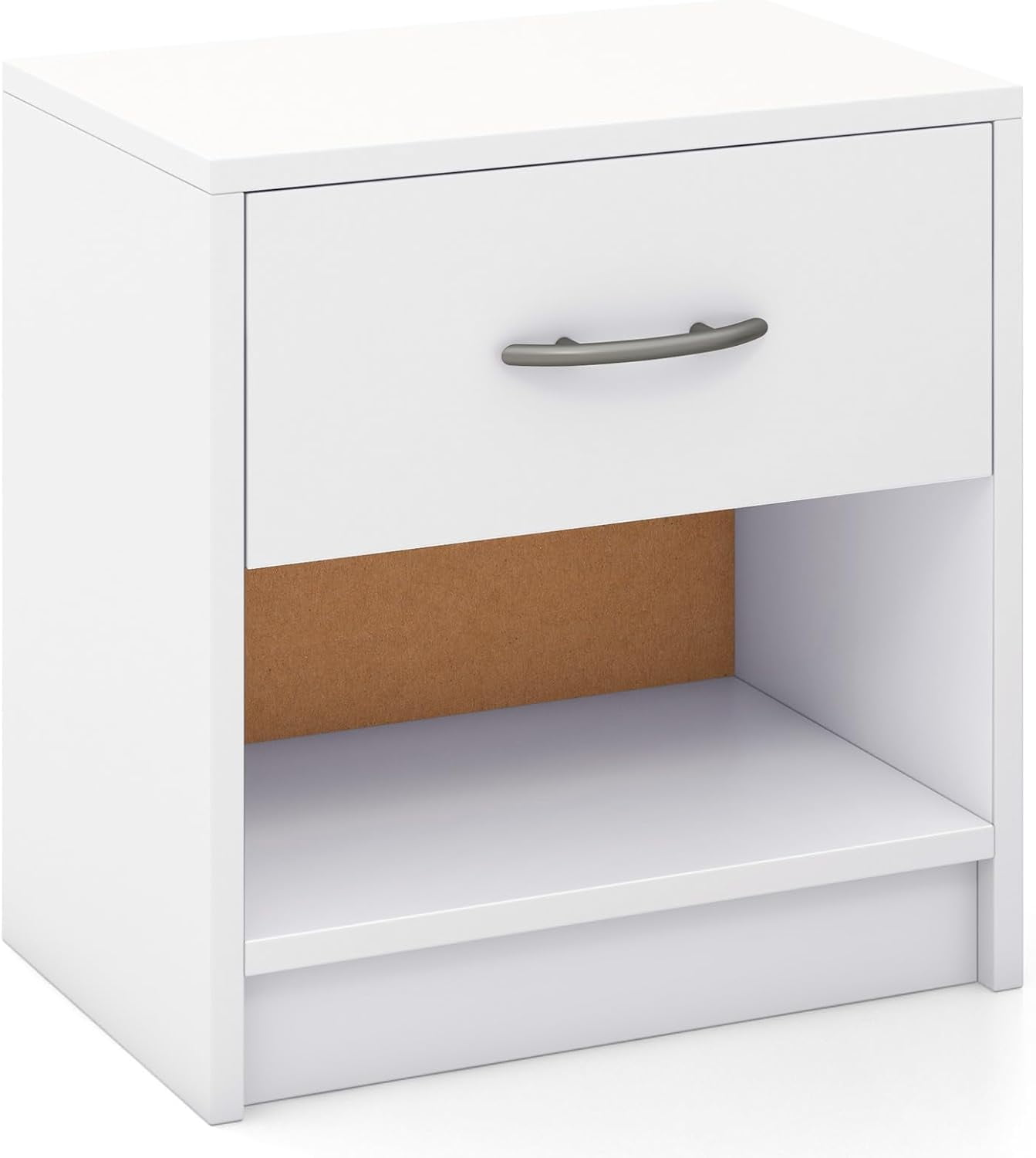 Night Stand with Drawer, Wood Modern End Table with Open Storage Shelf ...