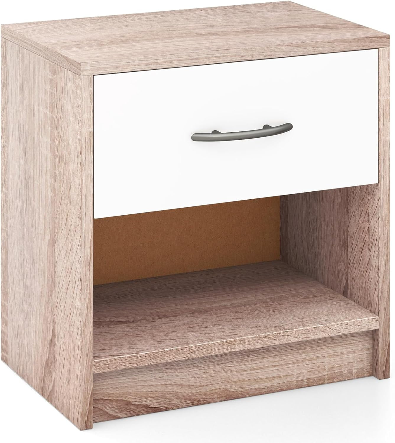 Night Stand with Drawer, Wood Rustic End Table with Open Storage Shelf ...