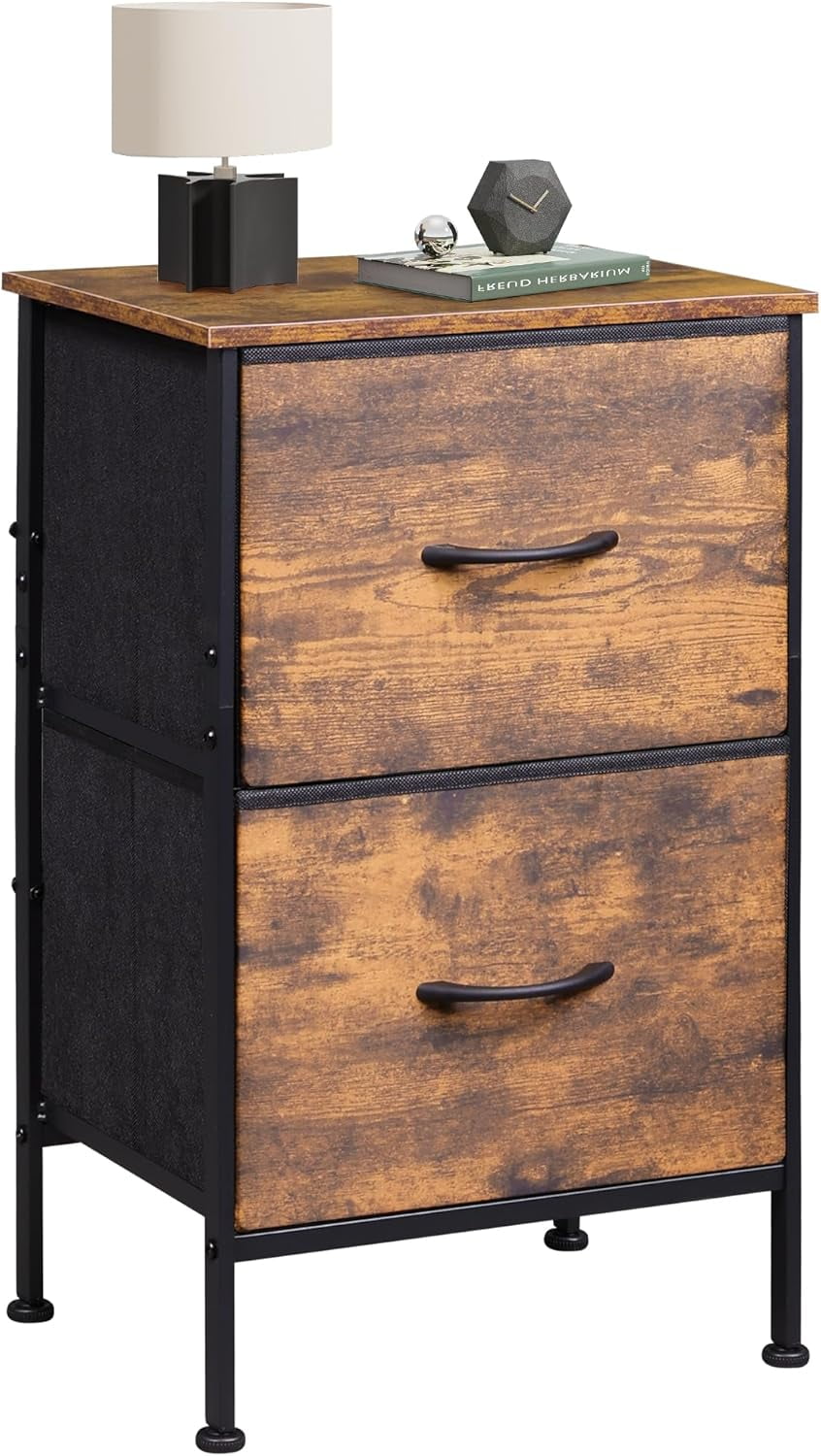Night Stand with Drawers, Dresser for Bedroom with 2 Fabric Drawer ...