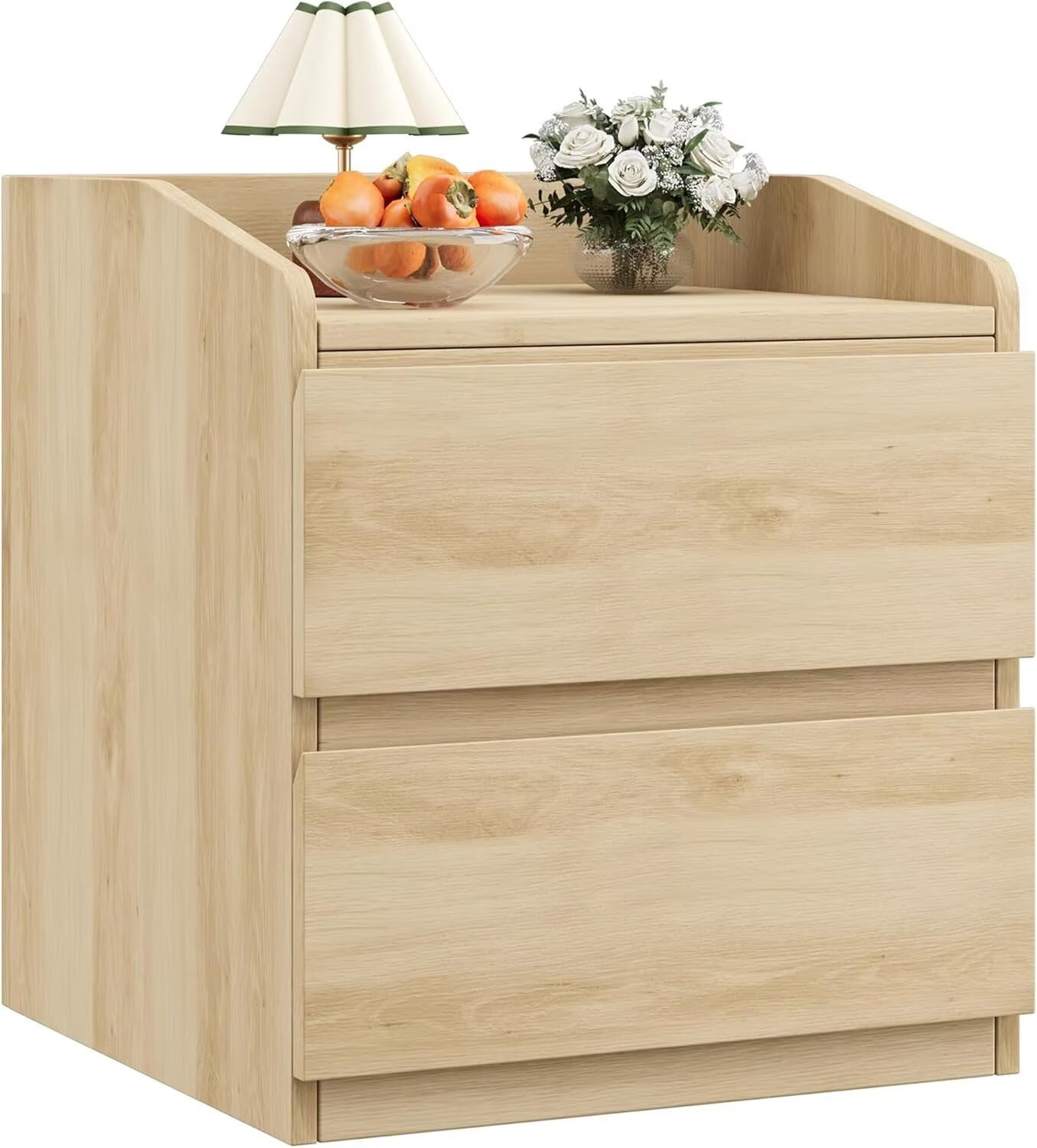 Night Stand with Drawers, Invisible Handle Design, 2 Drawer Bedside ...