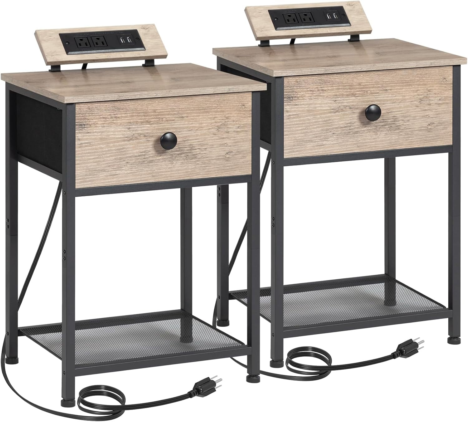 Night Stand, End Tables Living Room Set of 2, Small Nightstand with ...