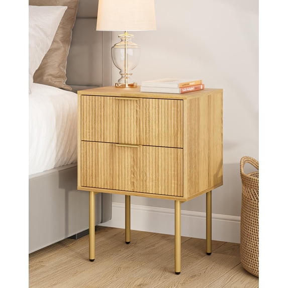 Night Stand,Mid-Century Modern Bedside Table with 2 Storage Drawer ...