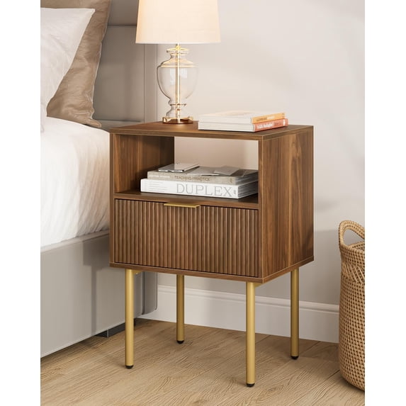 Night Stand,Mid-Century Modern Bedside Table with Storage Drawer and ...