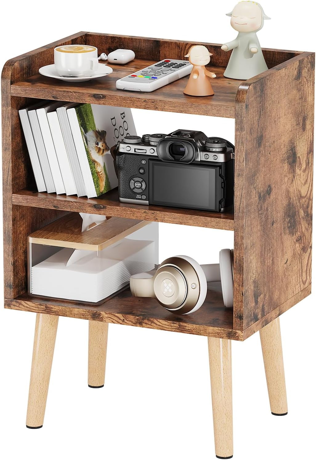 Modern Bedside Tables, Mid Century Nightstands with Open Storage Shelf ...