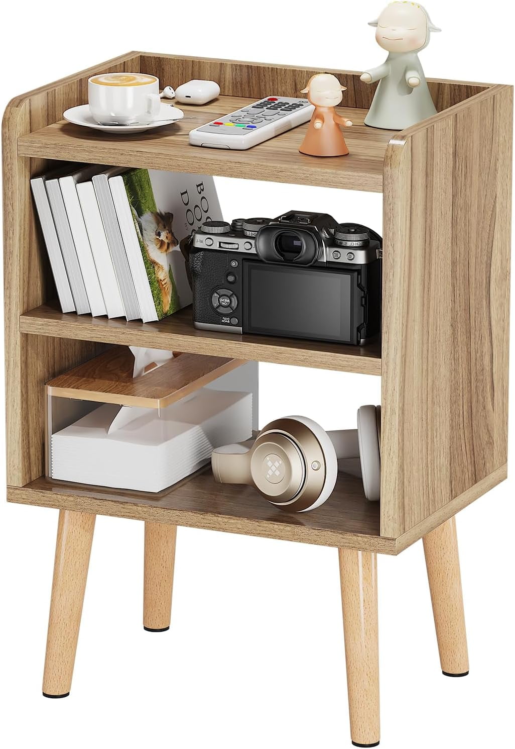 Modern Bedside Tables, Mid Century Nightstands with Open Storage Shelf ...