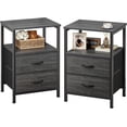 Night Stand Set of 2, Nightstand with 2 Drawers, Bed Side Table with ...