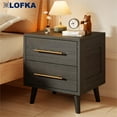 "Lofka Bedside Furniture - Black Night Stand with 2 Drawers, Modern ...