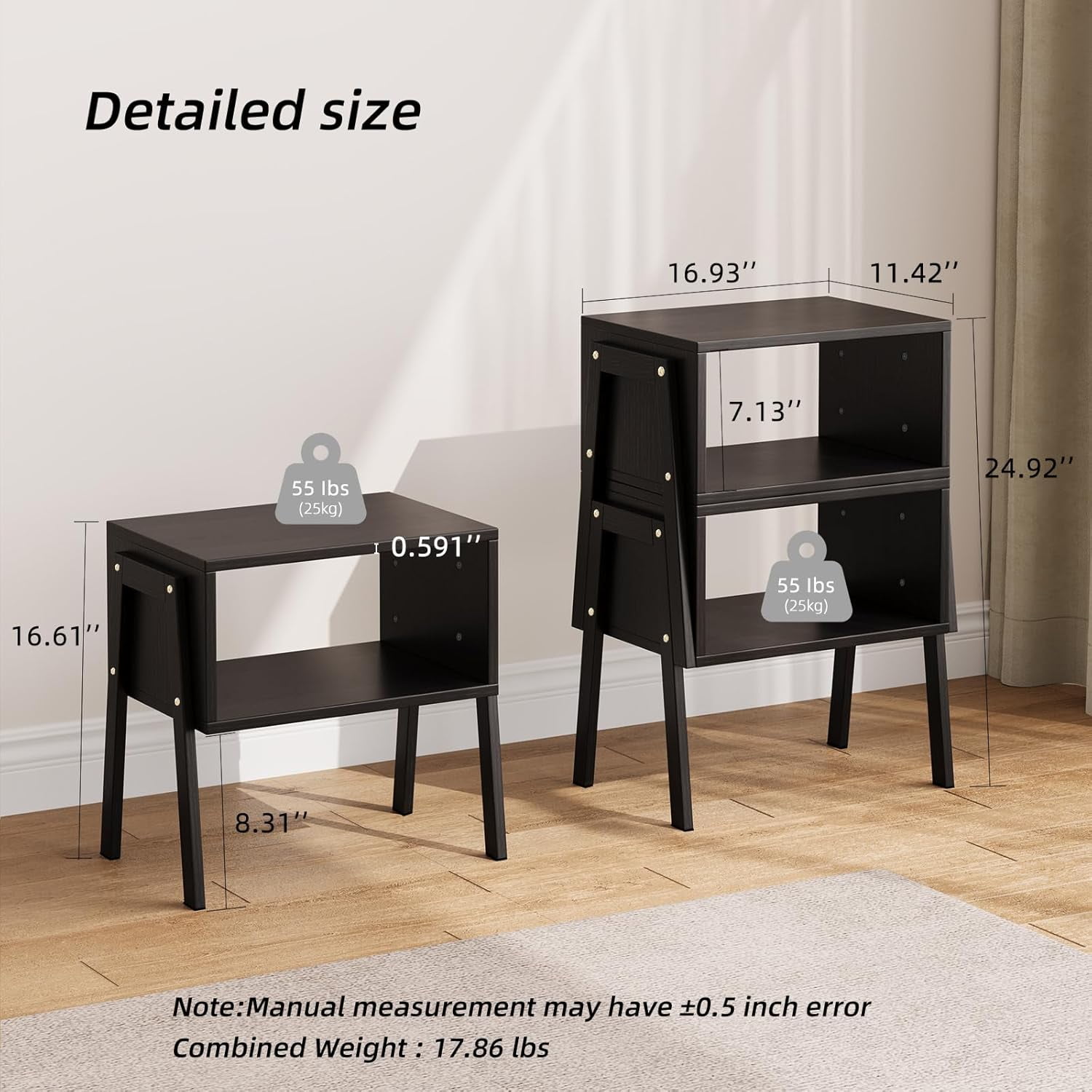 Night Stands for Bedrooms , Modern Side Table with Storage, Wood ...