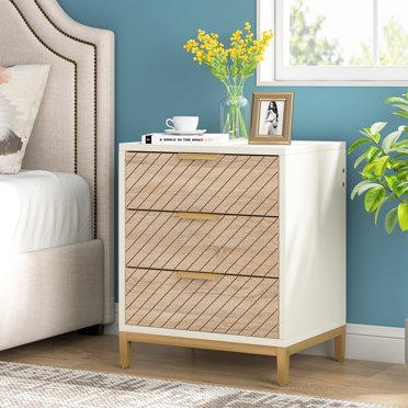Modrest Addison Mid-Century Modern Walnut Nightstand - Walmart.com