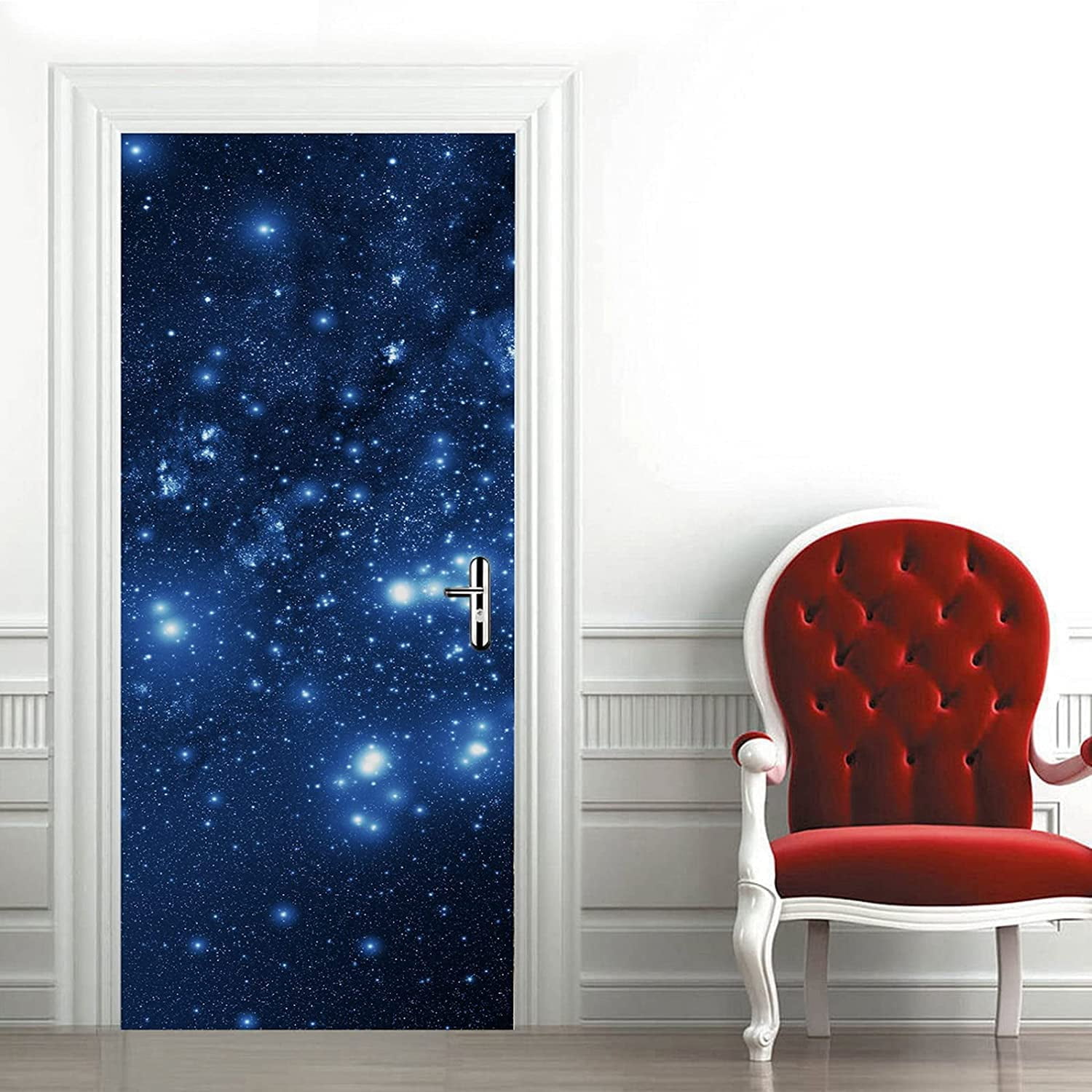 Night Starry Sky Door Stickers Shiny Stars Door Mural Sticker Self ...
