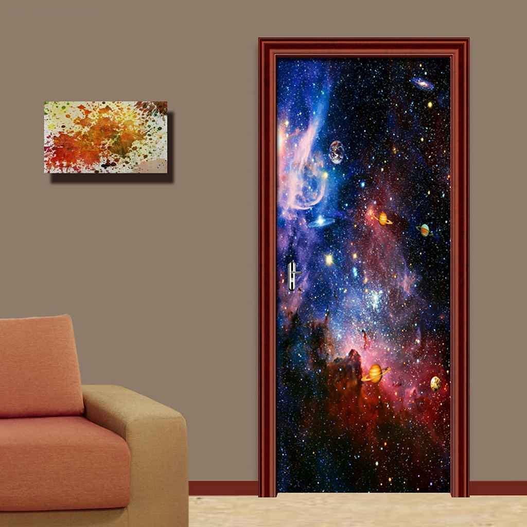 Night Starry Sky Door Stickers Shiny Stars Door Mural Sticker Self ...
