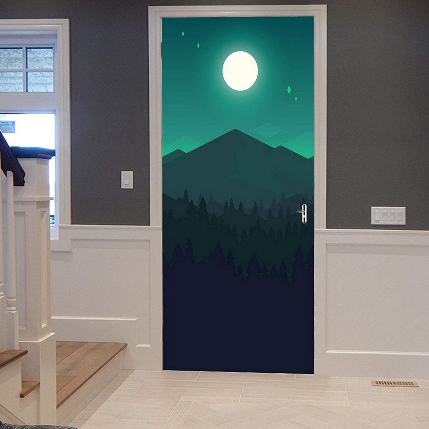 Night Starry Sky Door Stickers Shiny Stars Door Mural Sticker Self ...