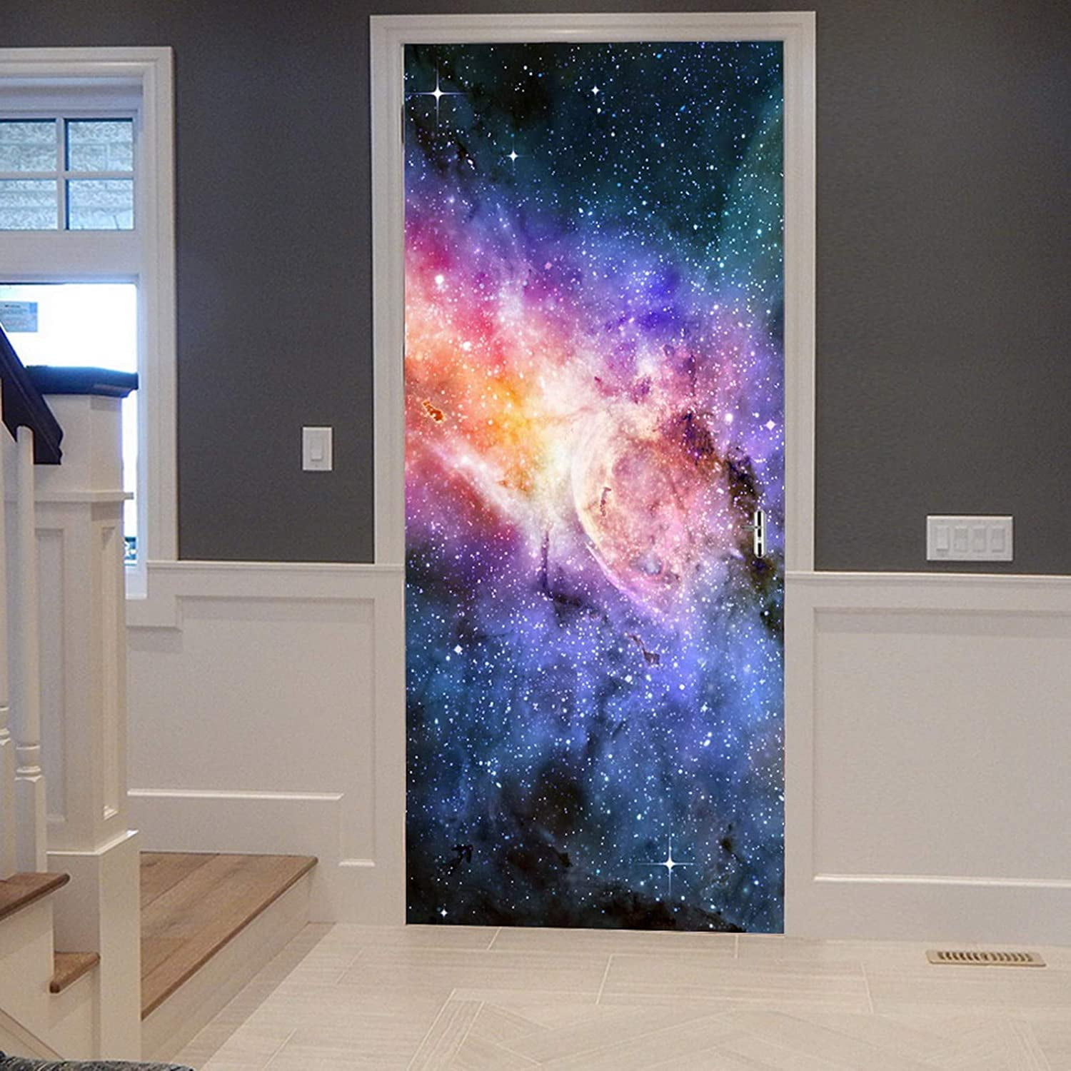 Night Starry Sky Door Stickers Shiny Stars Mural Sticker Self-adhesive ...