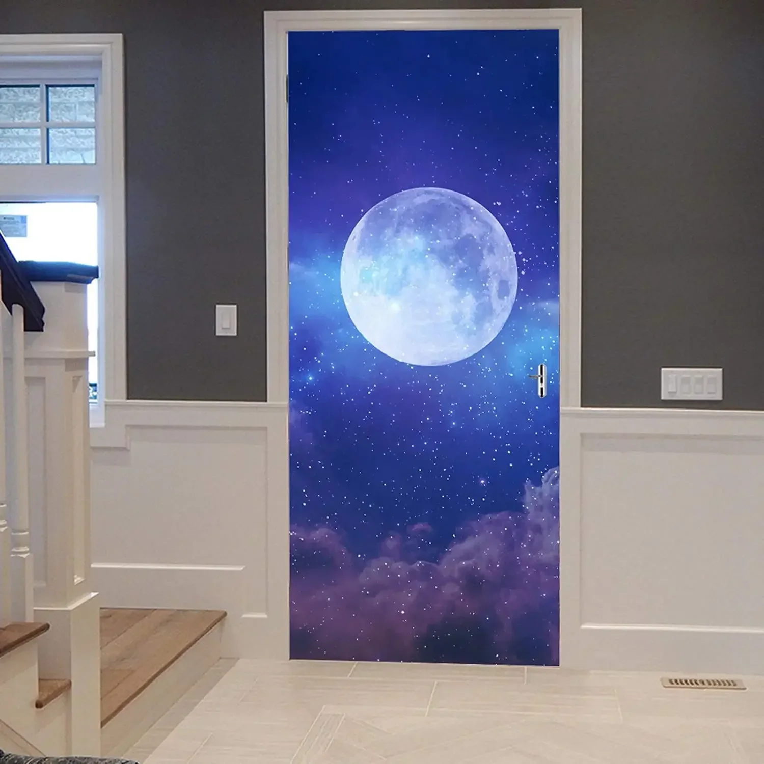 Night Starry Sky Door Stickers Shiny Stars Mural Sticker Self-adhesive ...