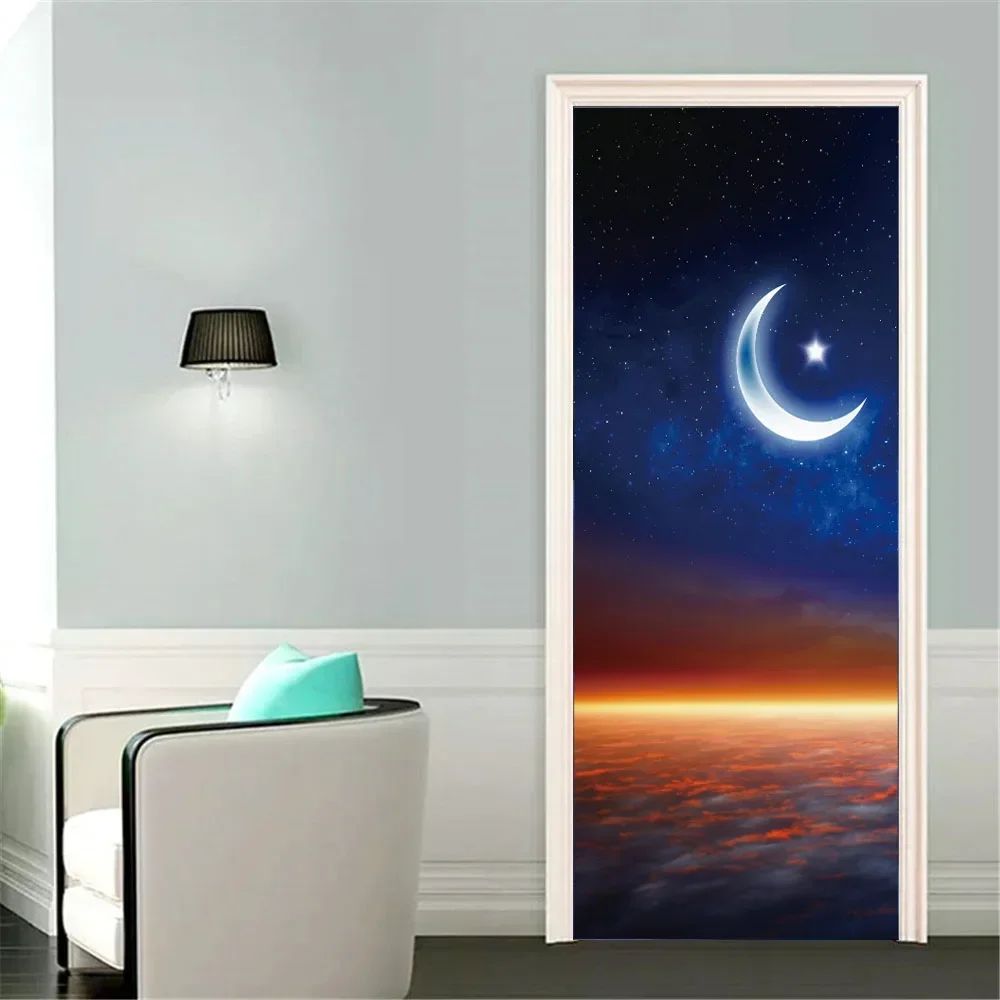 Night Starry Sky Door Stickers Shiny Stars Mural Sticker Self-adhesive ...