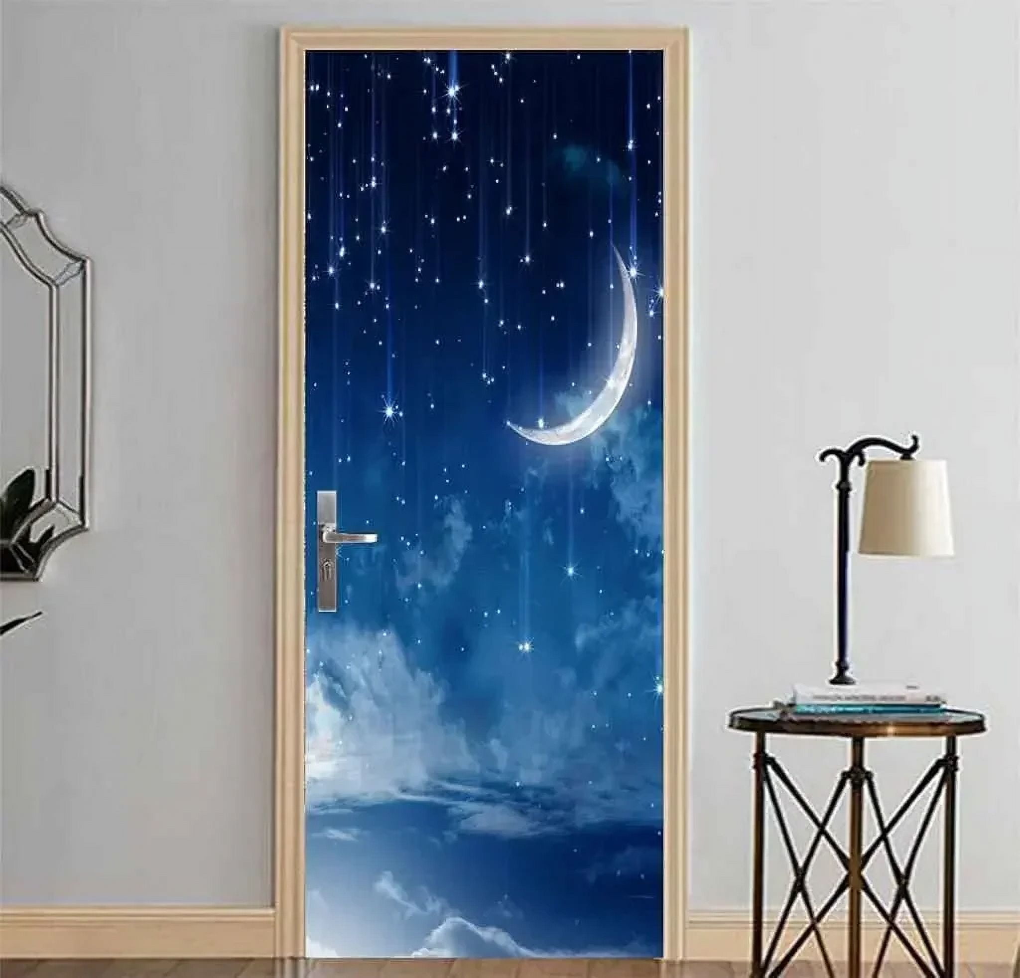 Night Starry Sky Door Stickers Shiny Stars Mural Sticker Self-adhesive ...