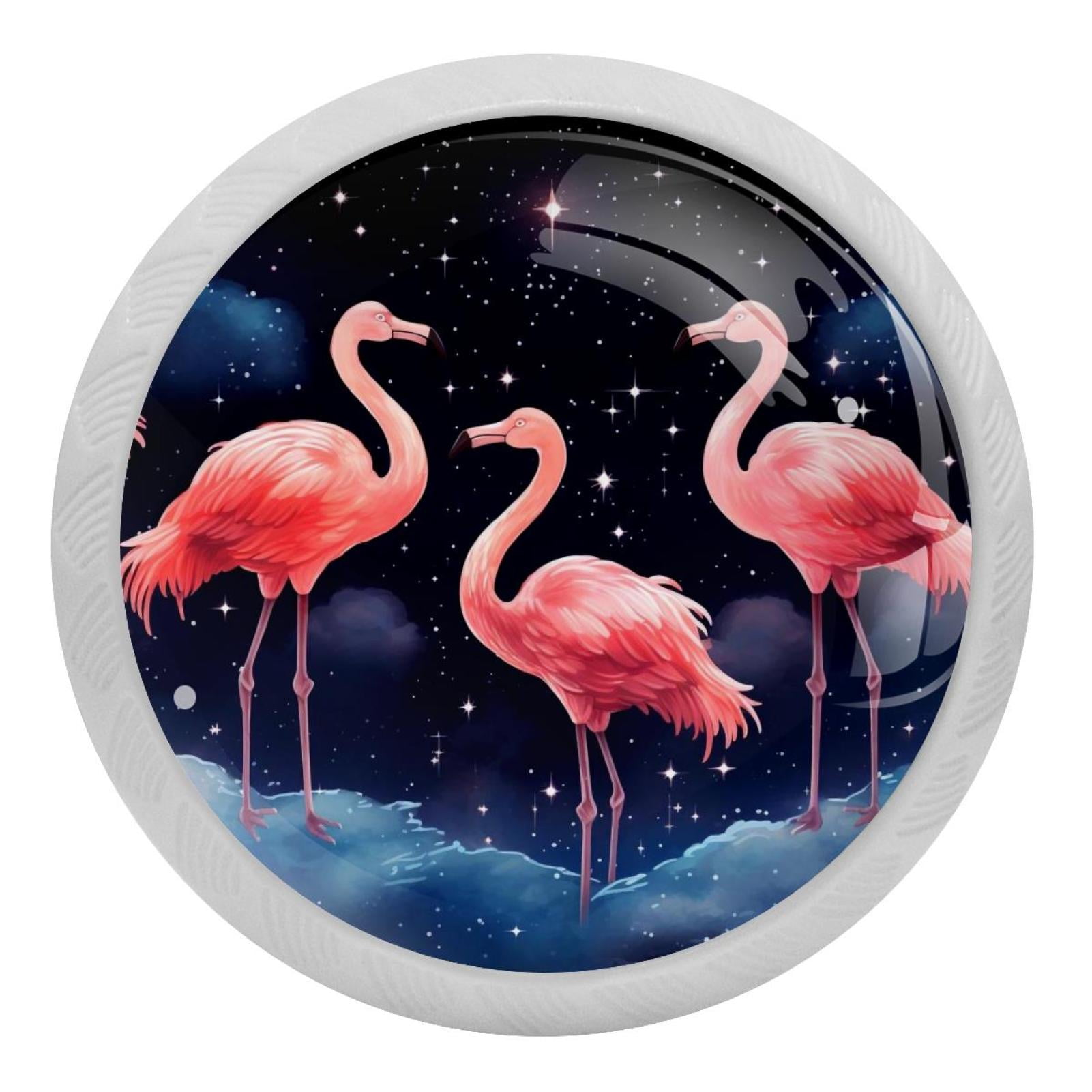 Night Starry Sky Pink Flamingo Crystal Glass Drawer Knob Pull Ergonomic ...