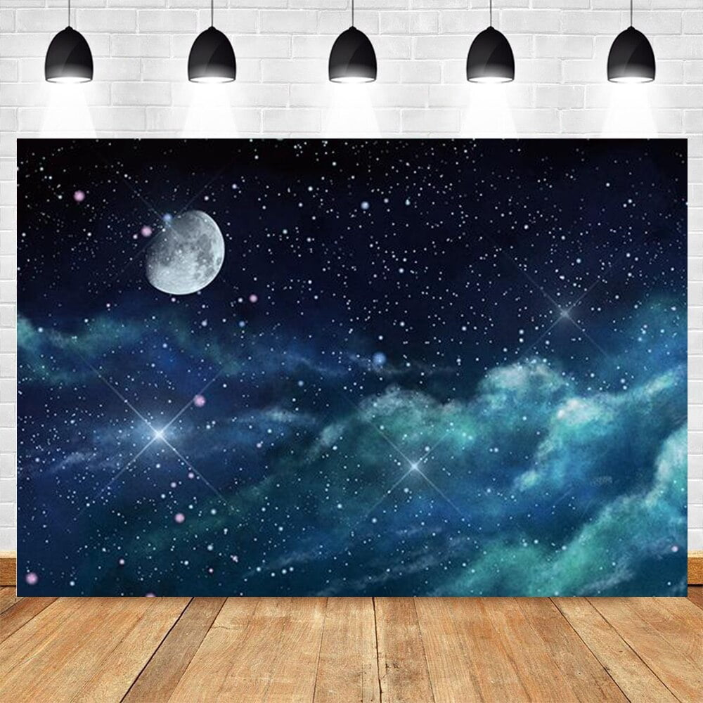 Night Starry Sky Universe Space Astronaut Backdrop Moon Cloud Milky Way ...