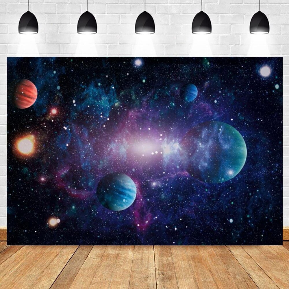 Night Starry Sky Universe Space Astronaut Backdrop Moon Cloud Milky Way ...