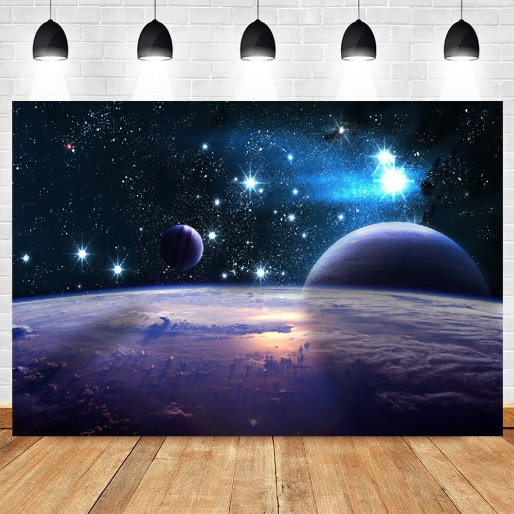 Night Starry Sky Universe Space Astronaut Backdrop Moon Cloud Milky Way ...