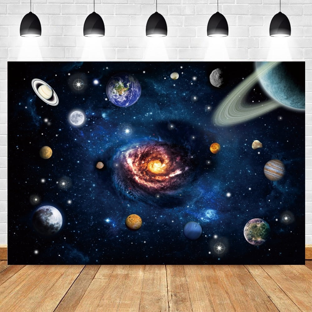 Night Starry Sky Universe Space Astronaut Backdrop Moon Cloud Milky Way ...