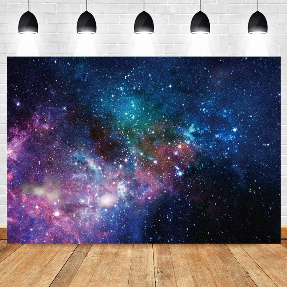 Night Starry Sky Universe Space Astronaut Backdrop Moon Cloud Milky Way ...