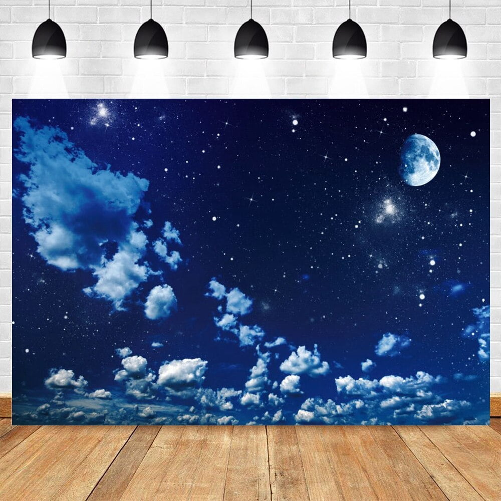 Night Starry Sky Universe Space Astronaut Backdrop Moon Cloud Milky Way ...