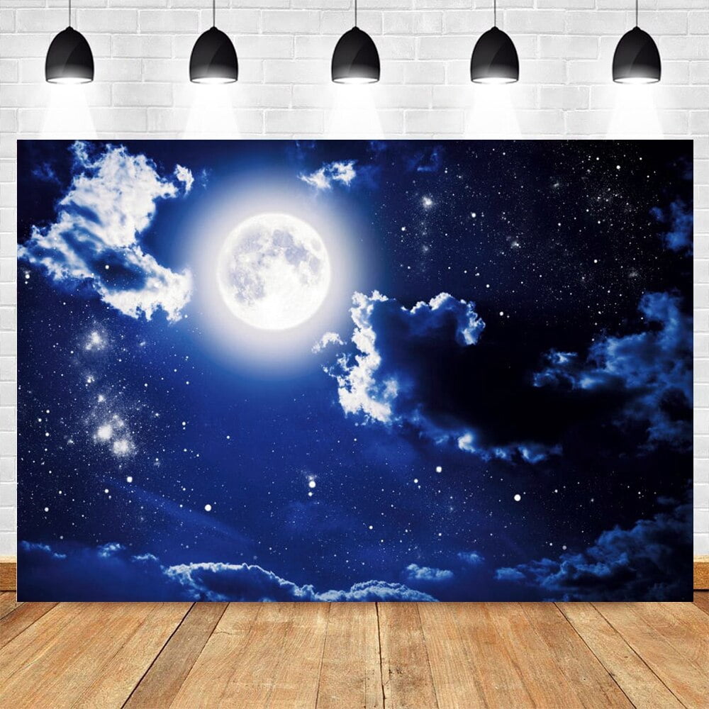 Night Starry Sky Universe Space Astronaut Backdrop Moon Cloud Milky Way ...