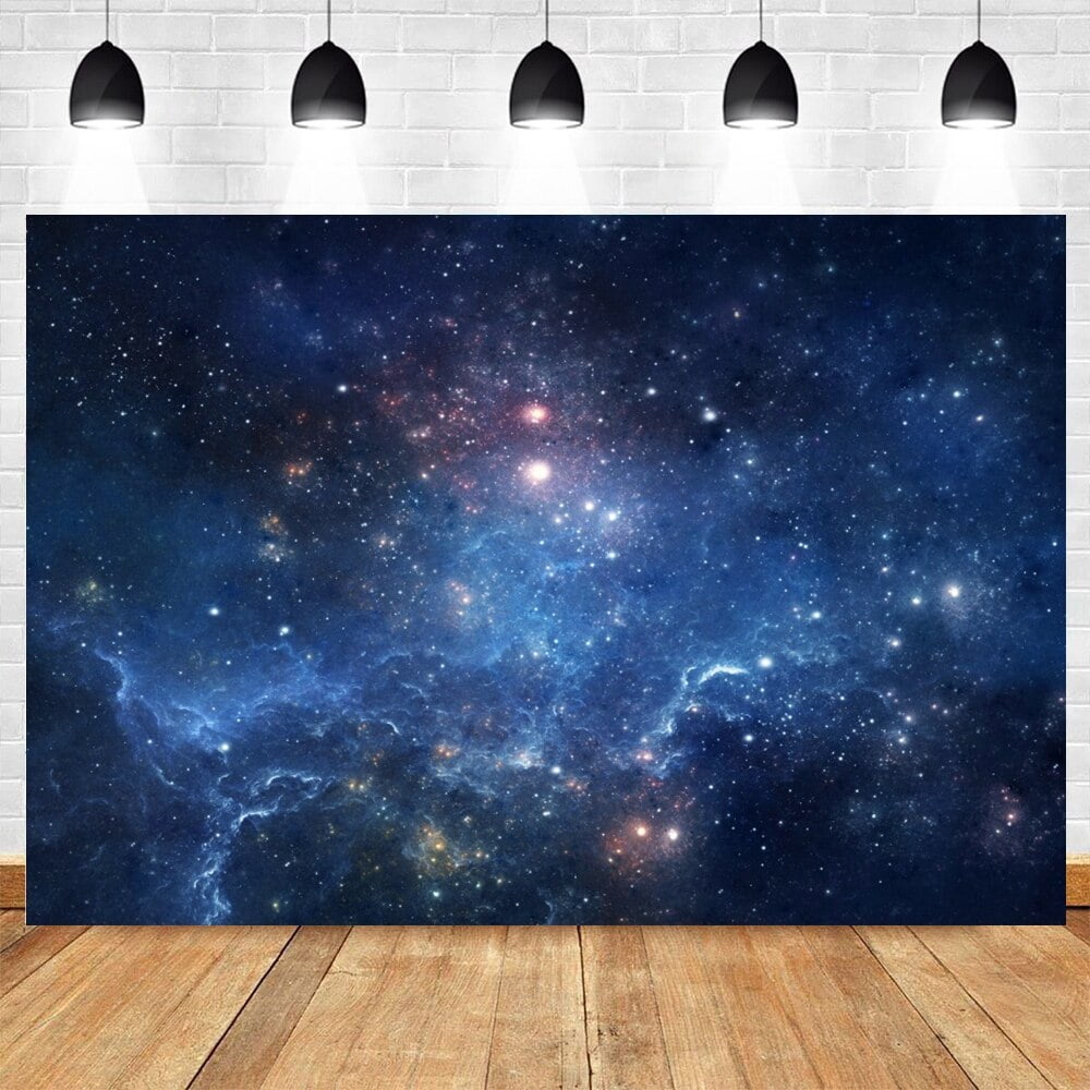 Night Starry Sky Universe Space Astronaut Backdrop Moon Cloud Milky Way ...