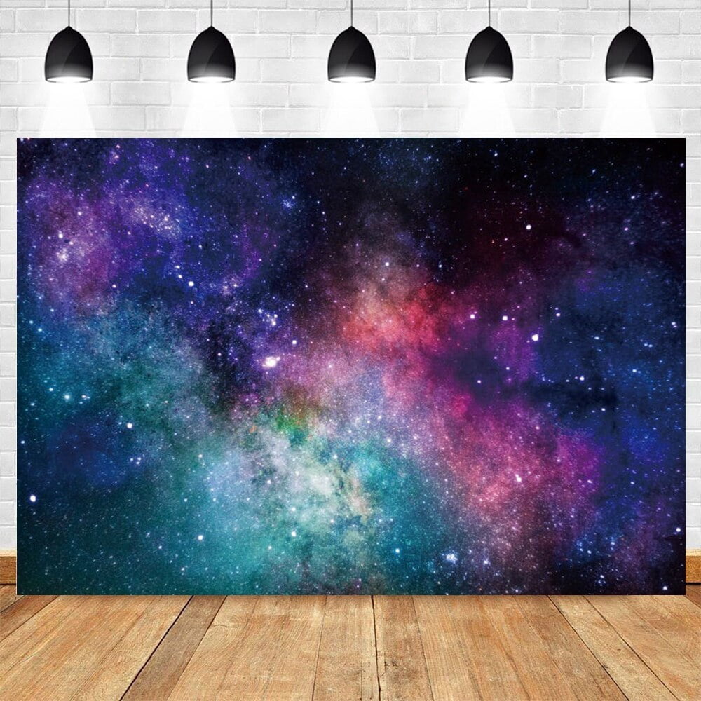 Night Starry Sky Universe Space Astronaut Backdrop Moon Cloud Milky Way ...