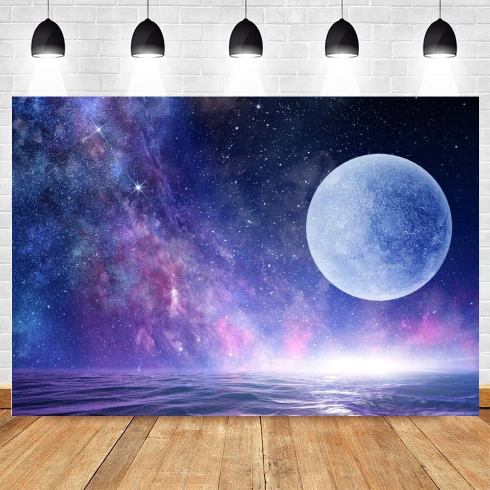 Night Starry Sky Universe Space Astronaut Backdrop Moon Cloud Milky Way ...