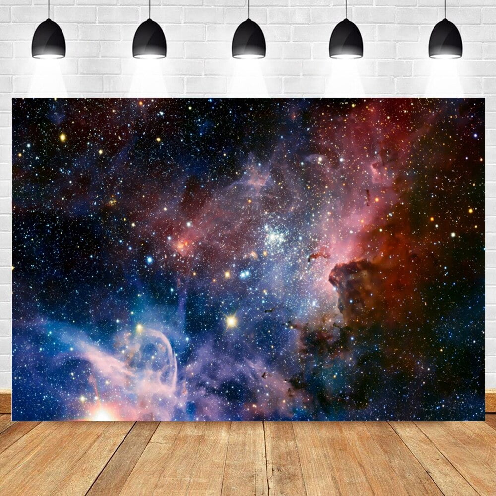 Night Starry Sky Universe Space Astronaut Backdrop Moon Cloud Milky Way ...