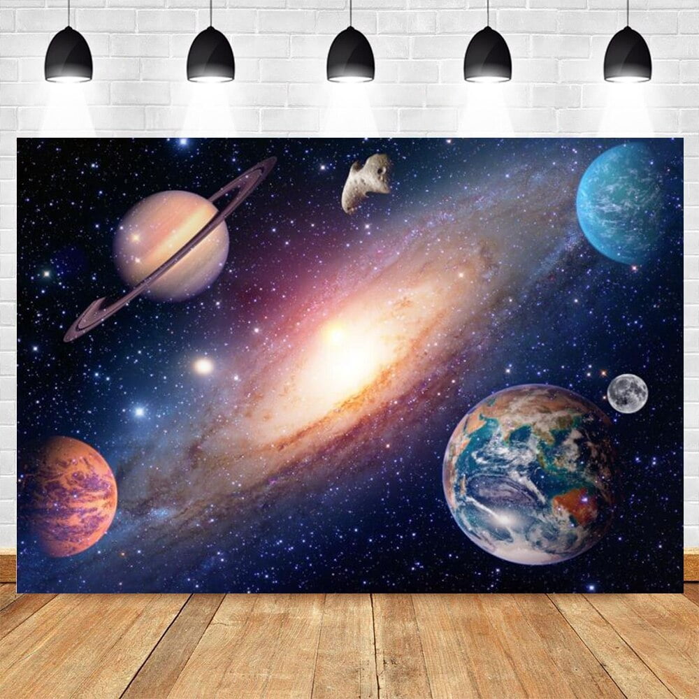 Night Starry Sky Universe Space Astronaut Backdrop Moon Cloud Milky Way ...