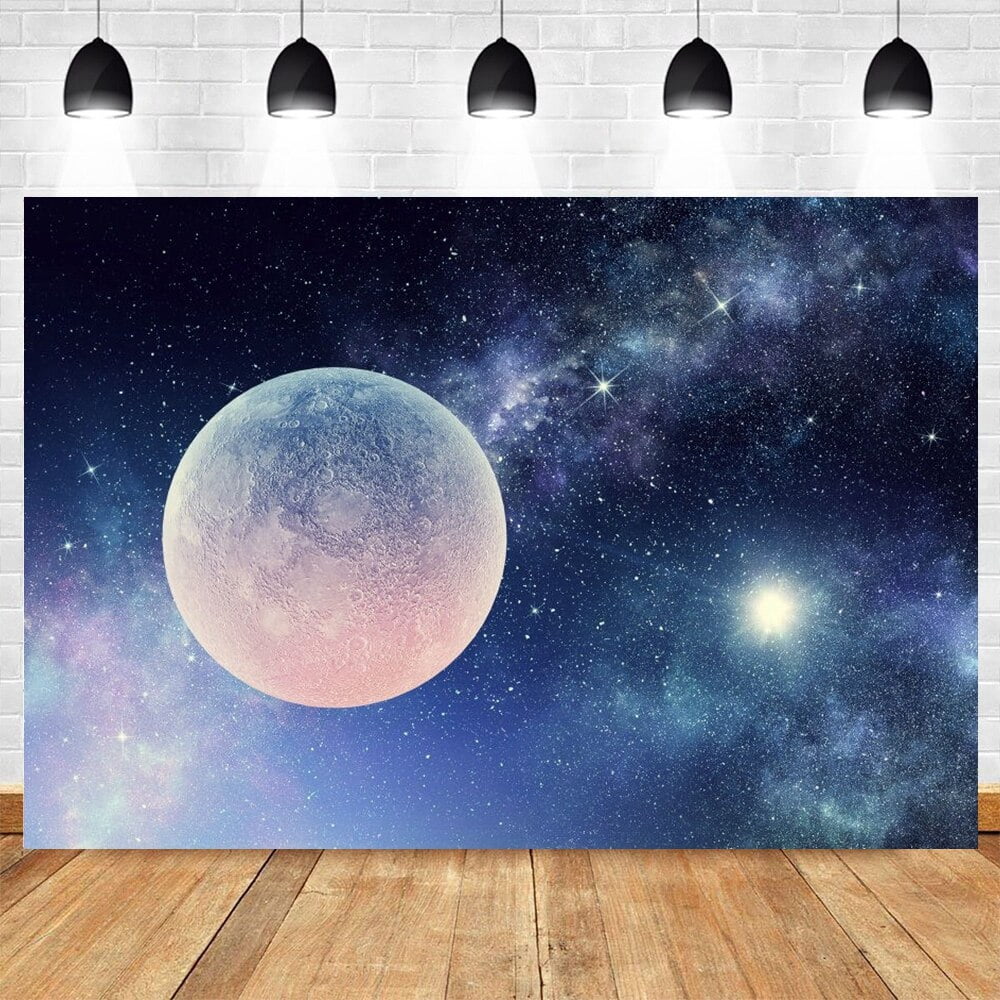 Night Starry Sky Universe Space Astronaut Backdrop Moon Cloud Milky Way ...