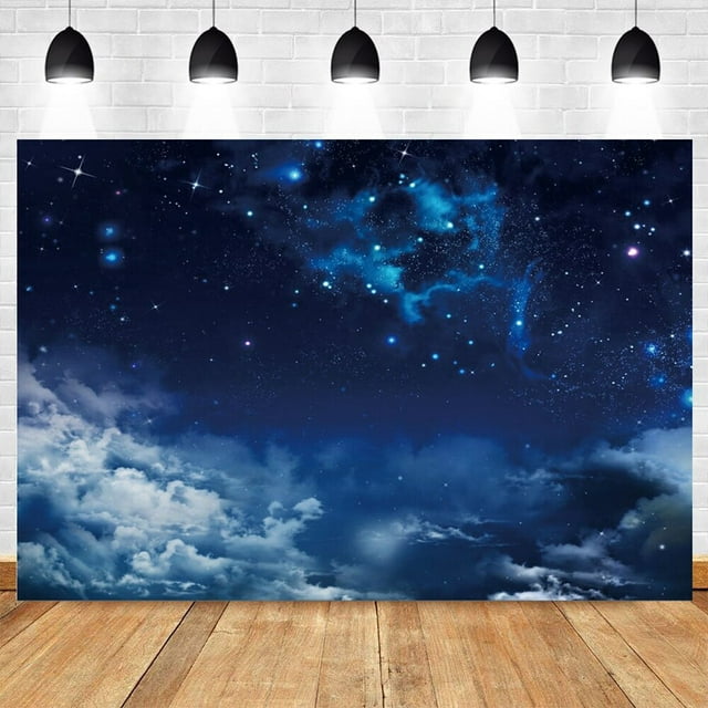 Night Starry Sky Universe Space Astronaut Backdrop Moon Cloud Milky Way ...