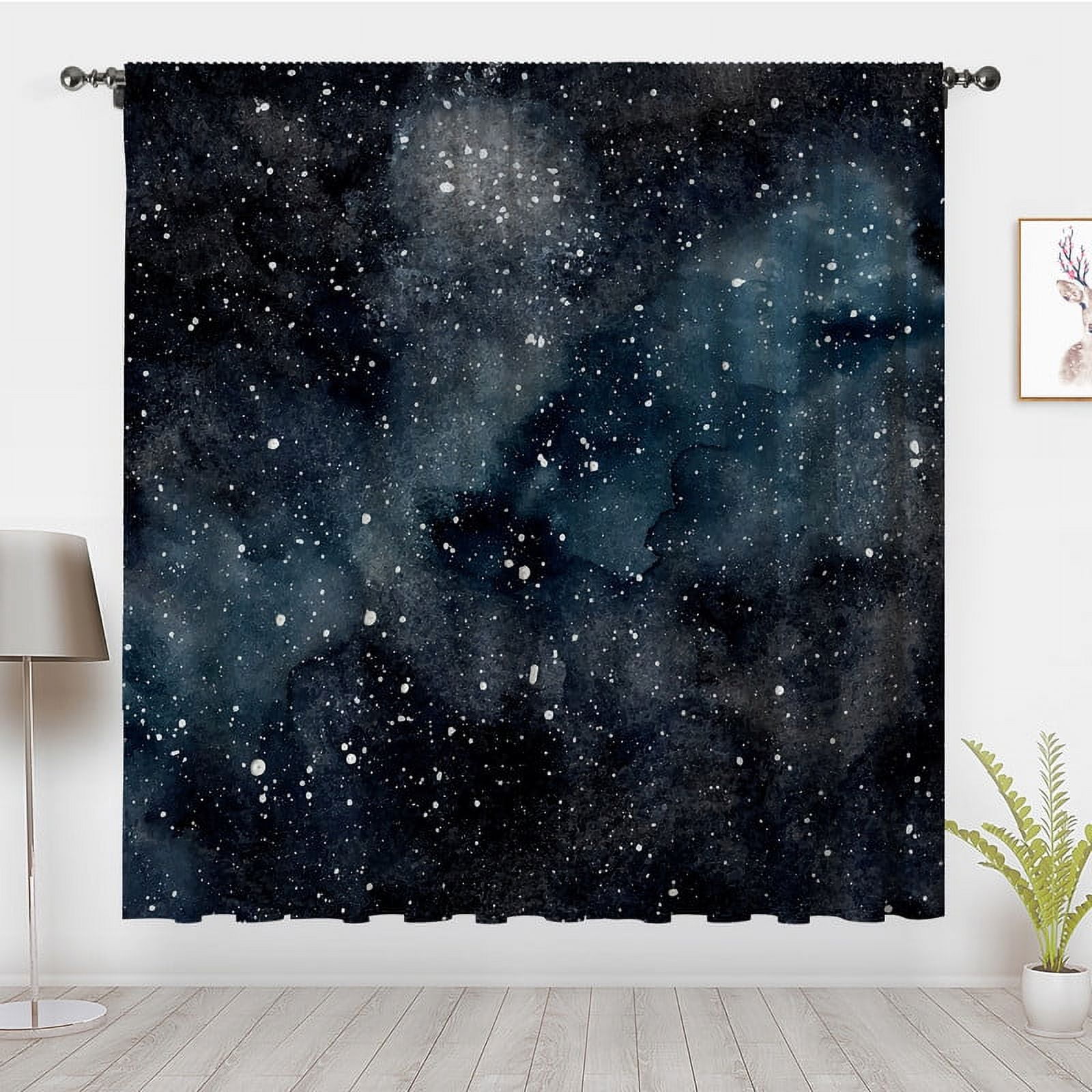 Night Starry sky curtain, Universe Galaxy Outer Space Nebula Window ...