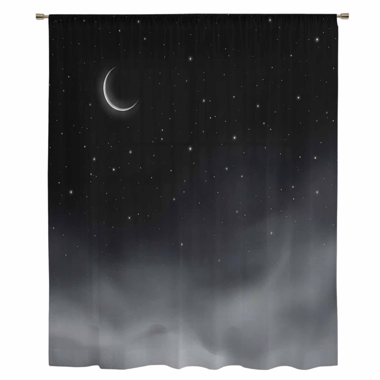 Night Stars Moon Sheer Curtains 54 Inches Long, Modern Abstract Art ...