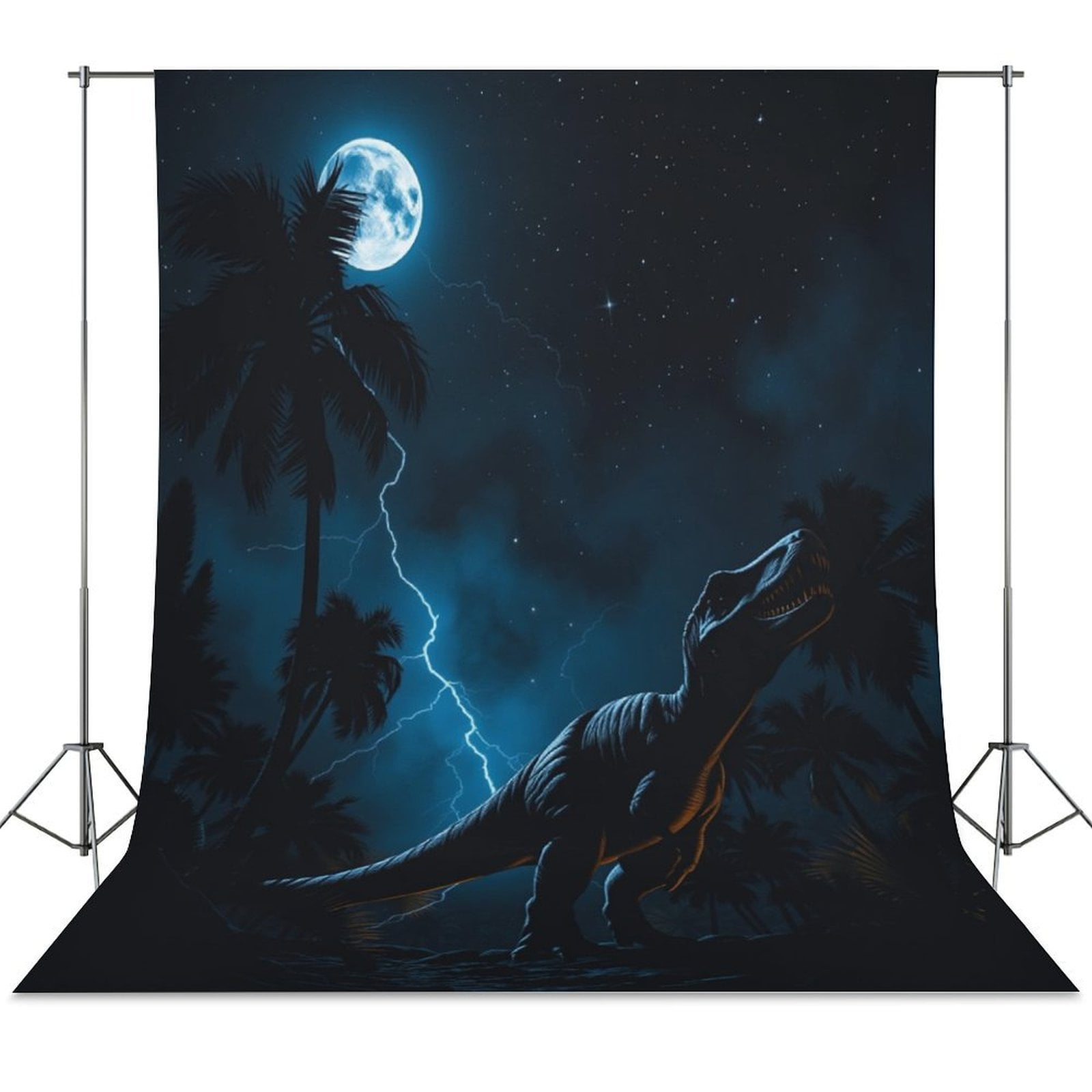 Night T Rex Storm Party Backdrop Birthday Decoration Backgrounds for ...