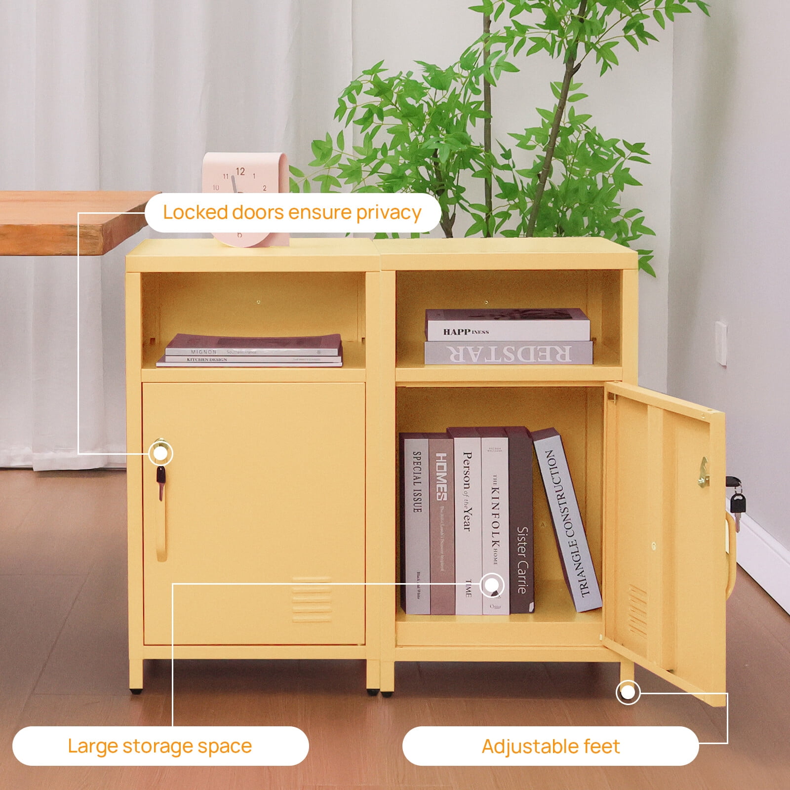 Night Table Lockable End Table Coffee Table Metal Locker Bedside ...