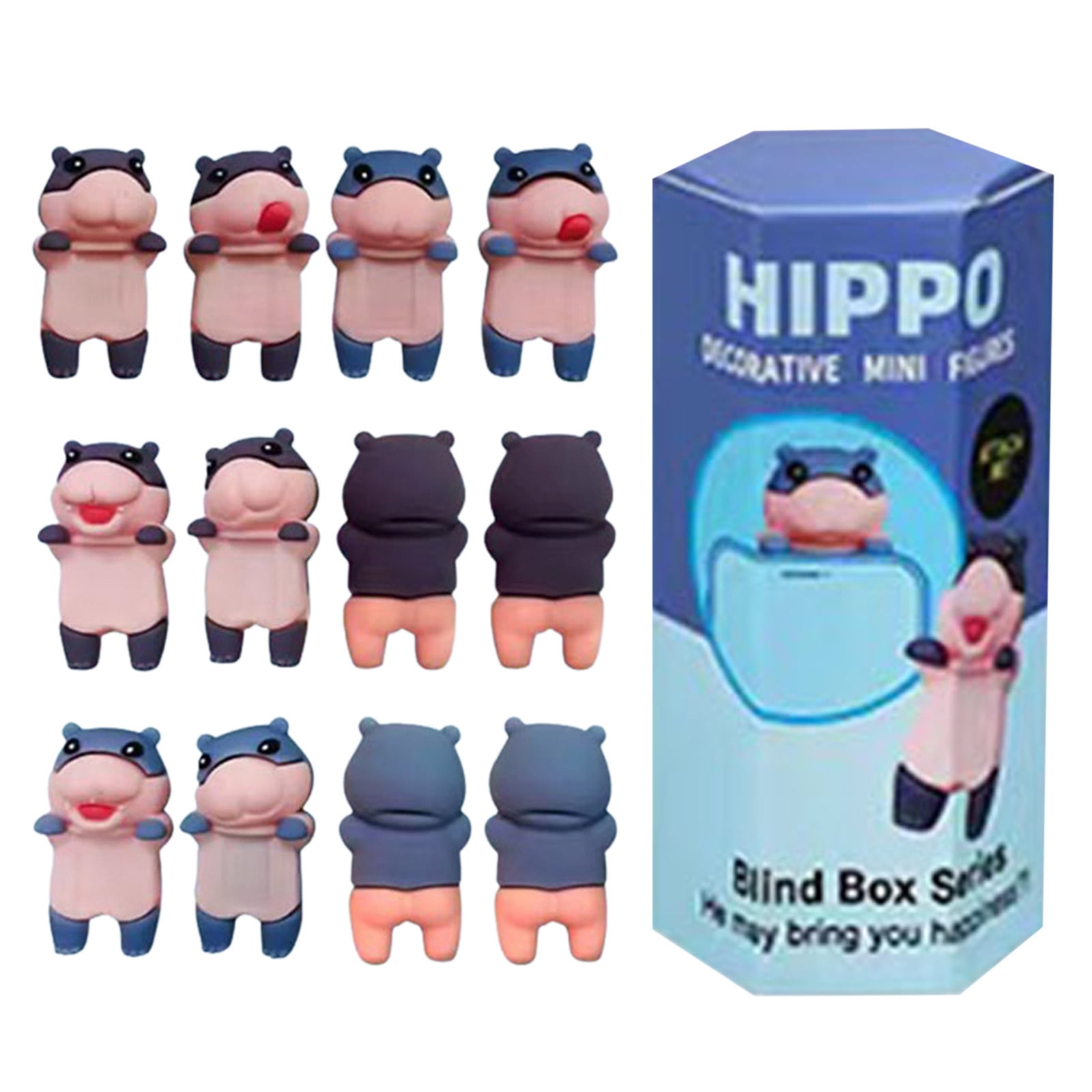 Night Theater Hippo Decorative Mini Figures, Cute Deng Thai Hippo Stickers for Phones & Laptops ...