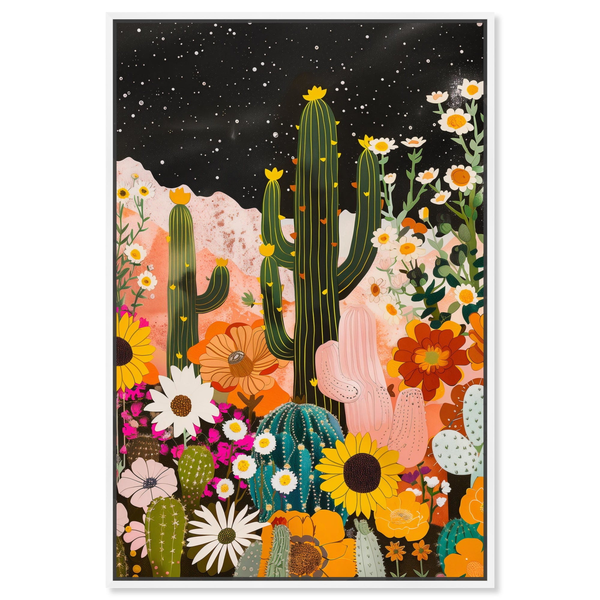 Night Time Desert Bloom Canvas Trendy Western Print by Art Remedy ...