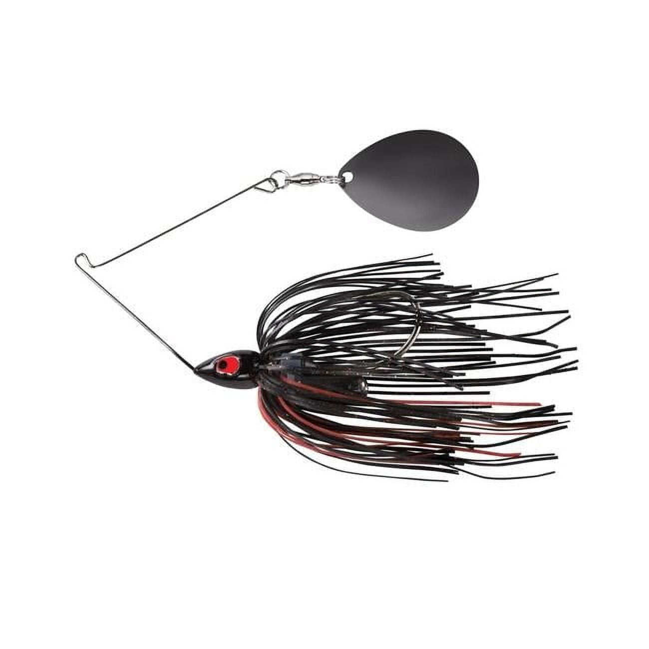 Night Time Painted Head Single Colorado Black & Nickel Spinnerbait Red ...