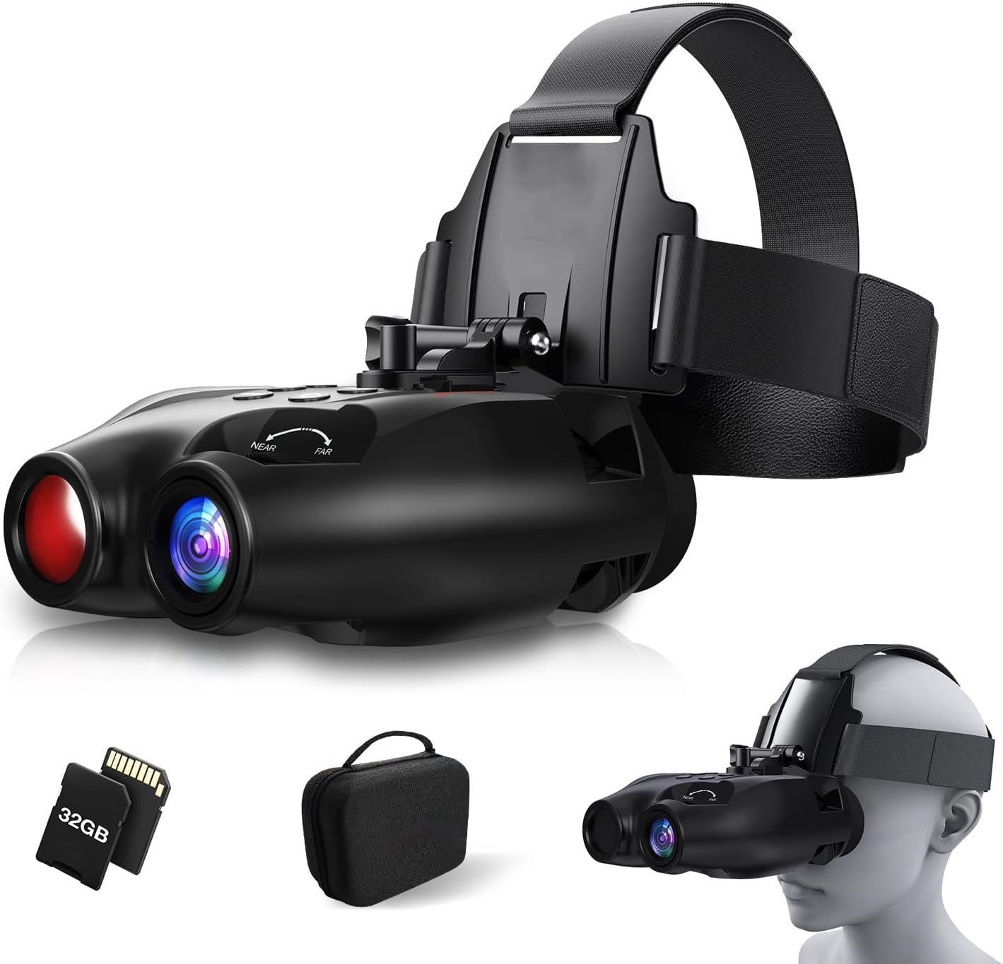 Night Vision Goggle Head Mounted Hands Free Infrared Night Vision ...