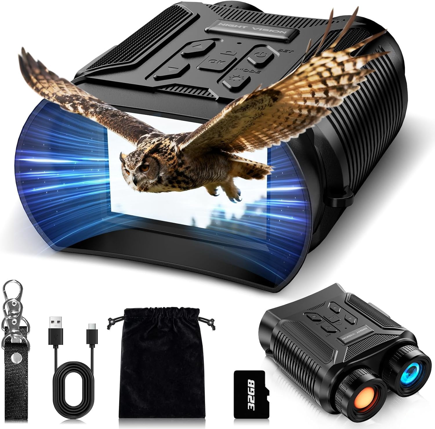 Night Vision Goggles - 5W Upgraded 4K IR Binoculars - 8X Digital Zoom ...