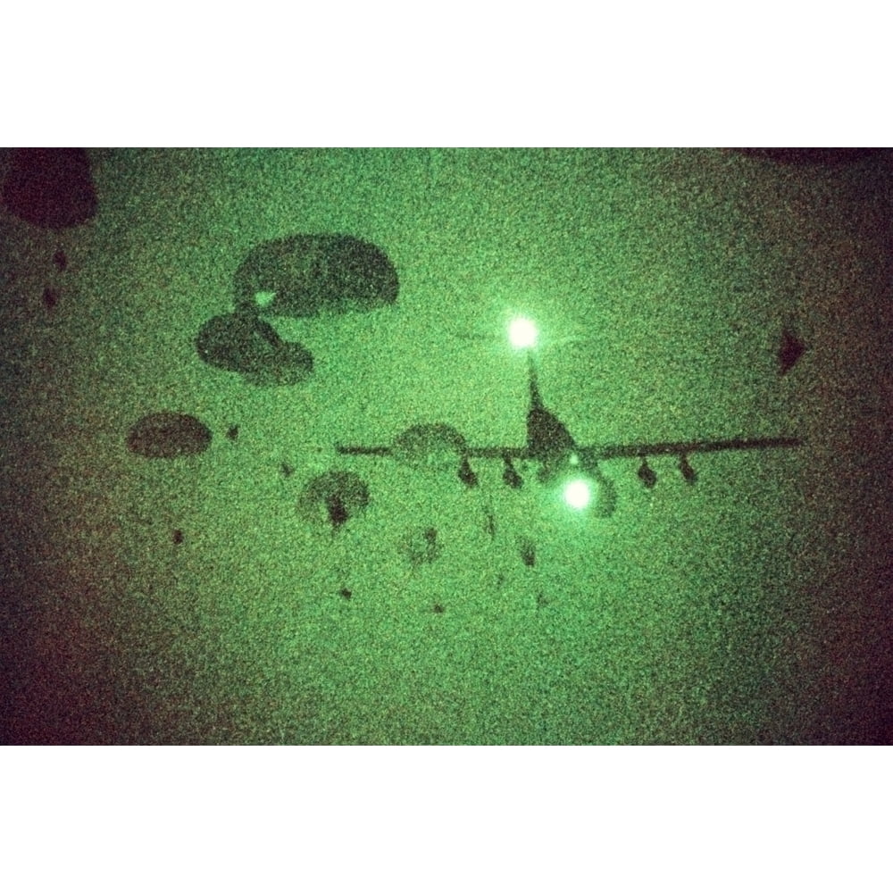 Night Vision Image Of Paratroopers Of The 82Nd Airborne Jumping From C ...