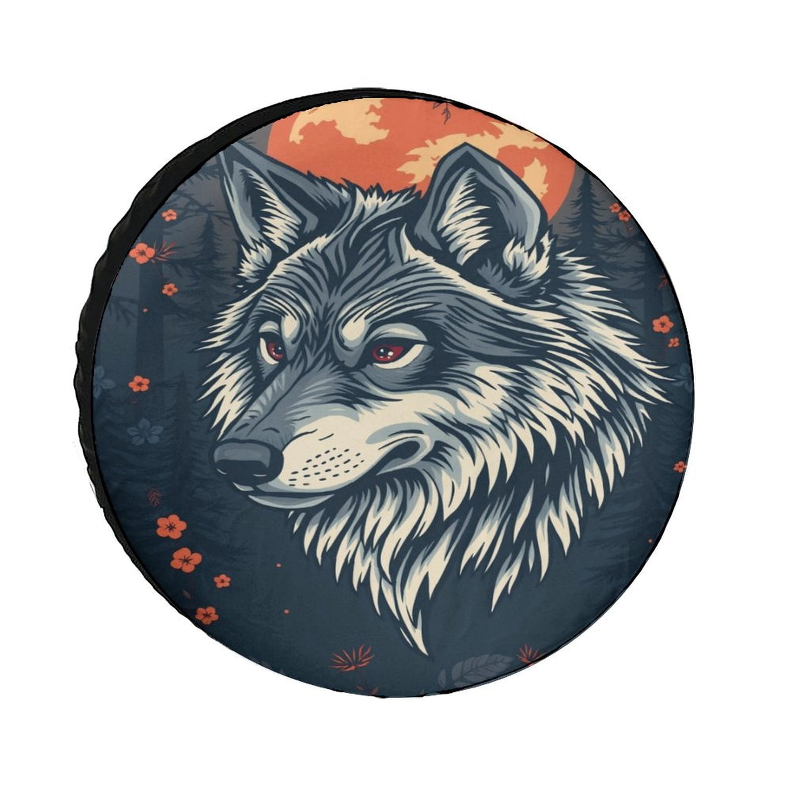 Night Wolf Moon Spare Tire Cover Universal Waterproof Dust Proof Wheel ...