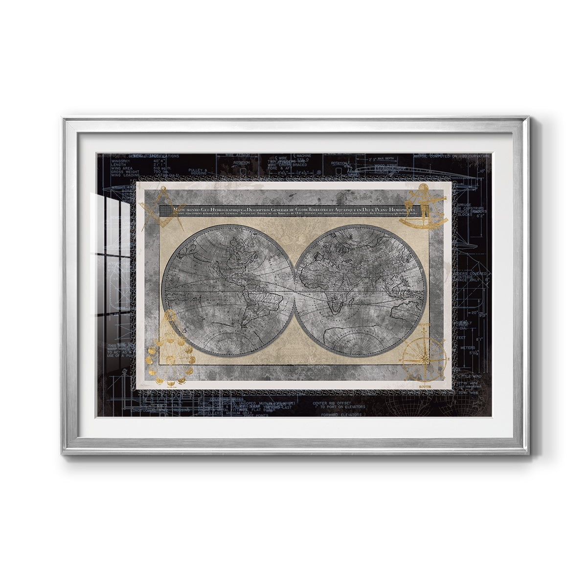 Night World Blueprint Premium Framed Print - Ready to Hang - Walmart.com